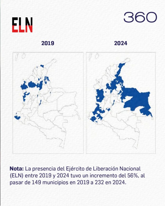 Mapa de Colombia con presencia de grupos armados: ELN y disidencias ...