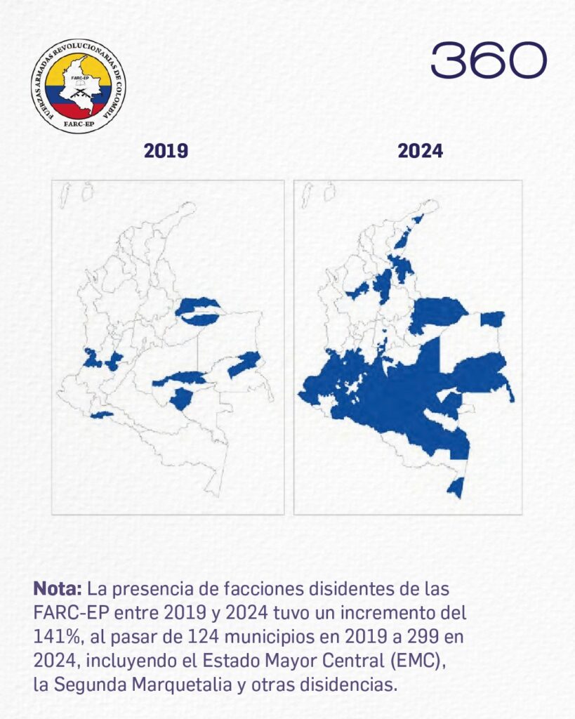 Mapa de Colombia con presencia de grupos armados: ELN y disidencias ...